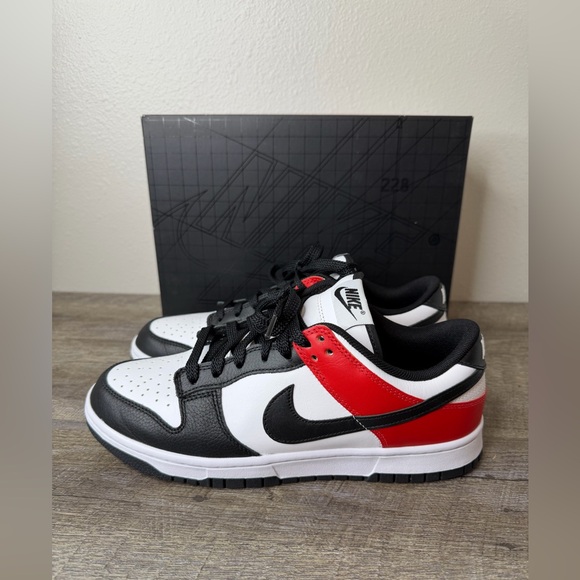 Nike | Shoes | New Nike Dunk Low Gs Black Toe Gym Red Chicago Women Sz ...